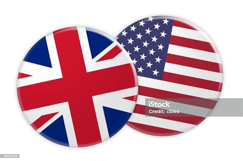 뉴스 개념 영국 영국 국기에 미국 플래그 단추 백색 배경에 3d 그림 3차원 형태에 대한 스톡 벡터 아트 및 기타 이미지 3차원 형태 International