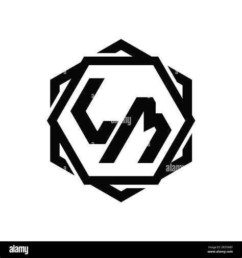 Lm Logo Monogram Hexagon Shape With Geometric Abstract Isolated Outline Design Template Stock