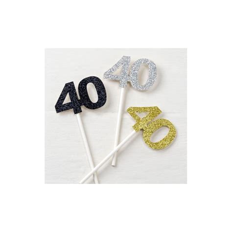 12 Pics 40 Ans Argent Or Et Noir Avec Paillettes
