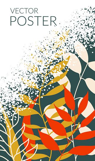 컬러 잎과 자연 배경 텍스트가 있는 텍스트가 있는 포스터를 도트 포장 광고 축하 소셜 네트워크에 대한 현대적인 평면 디자인 벡터