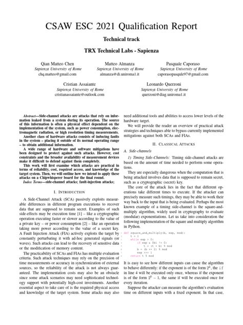 Trx Technical Labs Csaw Esc 2021 Qualification Report Pdf Cryptography Computing
