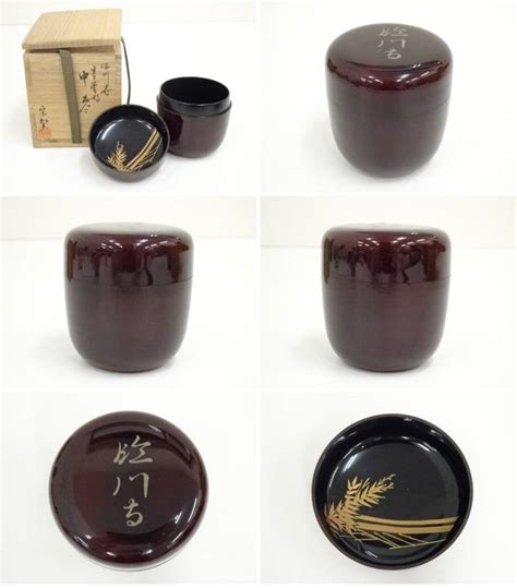 【楽天市場】【中古】【茶道具】宗賀造 玄々斎好中棗（共箱）【送料無料】茶道 茶道具 おしゃれ 茶器 なつめ 茶入 薄茶器 薄茶 薄器 お茶 茶