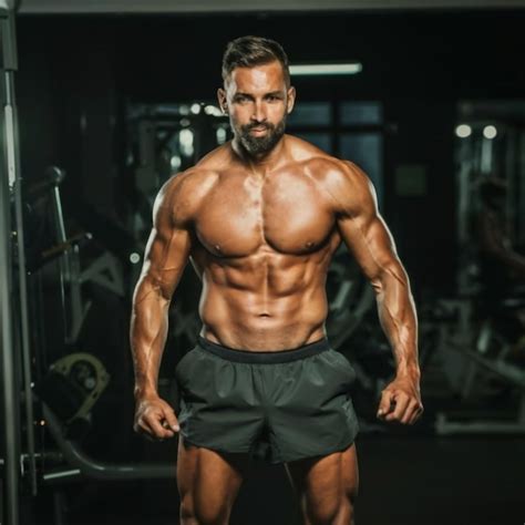 Photo Professional Weightlifter Is Training In The Gym Dumbbell Curl