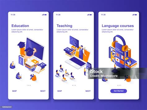 Kursus Bahasa Kit Desain Gui Isometrik Pendidikan Jarak Jauh Templat