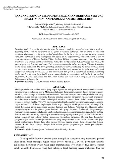 Pdf Rancang Bangun Media Pembelajaran Berbasis Virtual Reality Dengan Pendekatan Metode Scrum