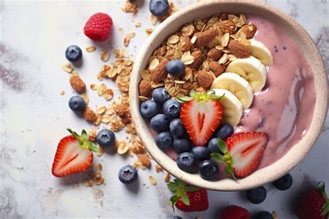 Premium Photo Healthy Yogurt And Fruit Smoothie Bowl Decorated With