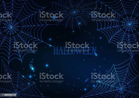 濃い青色の背景に輝くクモの巣とテキストとハロウィーンバナーテンプレート 3dのベクターアート素材や画像を多数ご用意 3d つながり