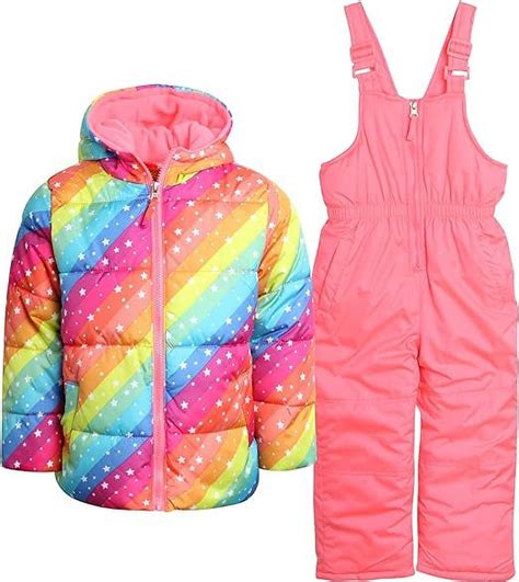 Pink Platinum Girls Snowsuit 2 Piece Insulated Ski Jacket And Snow