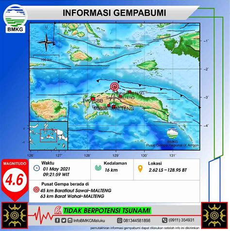 Gempa M 46 Terjadi Di Kawasan Seram Utara