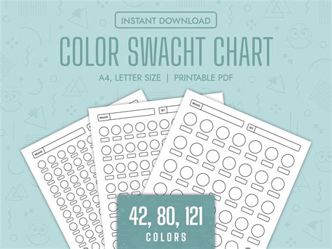 Color Swatch Chart Blank Color Chart Printable Color Swatch Template Page Color Swatch Chart Set