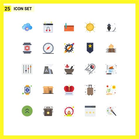 Conjunto De Pictogramas De 25 Colores Planos Simples De Elementos De