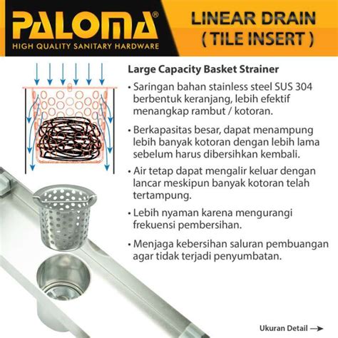 Promo Paloma Floor Drain Linear Panjang Saringan Got Kamar Mandi Long