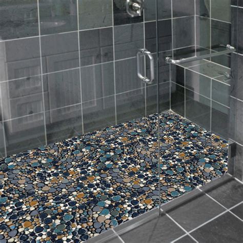 Bluebird Pebbles Tile For Shower Floor Tiles Aqua Cobalt Blue Mosaic B
