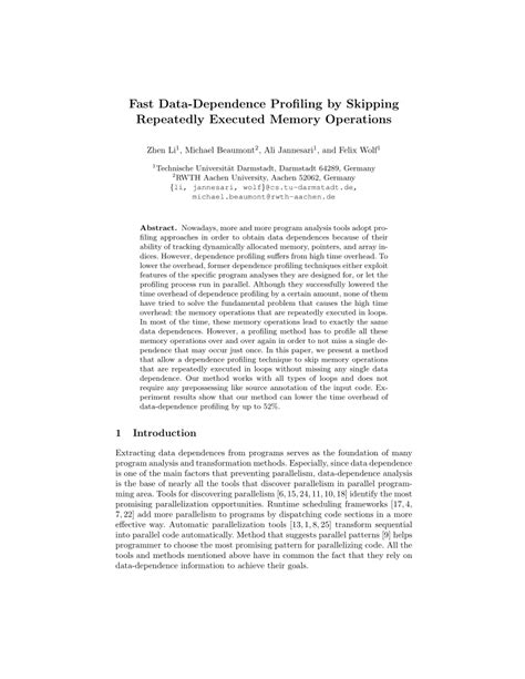 Pdf Fast Data Dependence Profiling By Skipping Repeatedly Executed