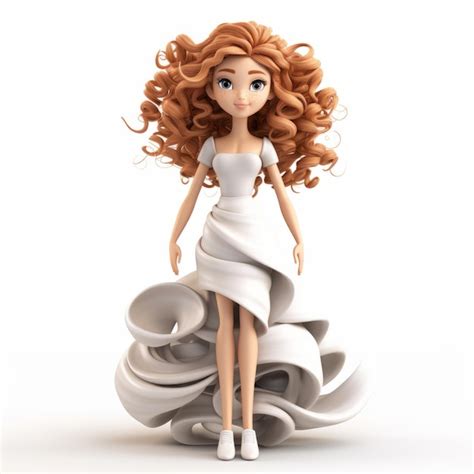 Premium Photo 3d Cartoon Female Character With Curls Hairstyle On