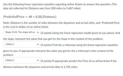 solved use the following linear regression equation