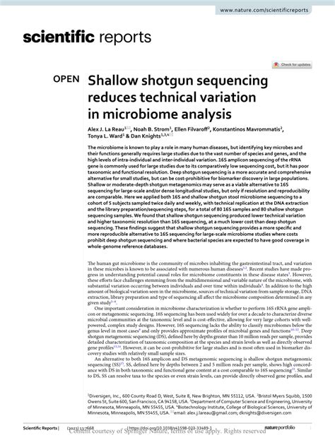 Pdf Shallow Shotgun Sequencing Reduces Technical Variation In