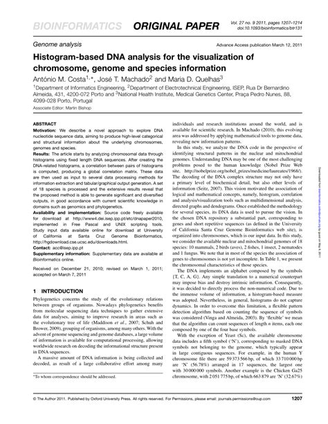 Pdf Histogram Based Dna Analysis For The Visualization Of Chromosome Genome And Species
