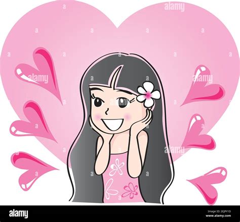 Vector Cartoon Girl With Love Stock Vector Image And Art Alamy