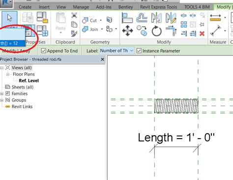 Solved Detail Item Threaded Rod Array No Dropdown For Parameter Autodesk Community