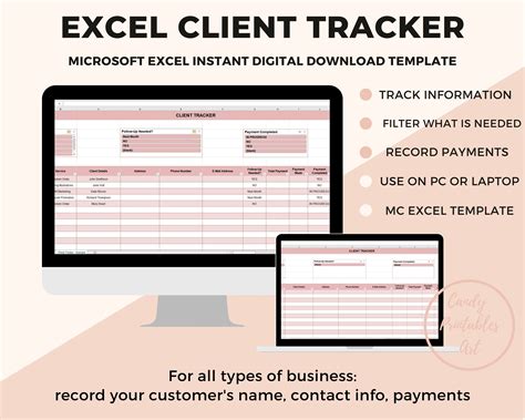 Client Tracker Spreadsheet Small Business Excel Template Etsy