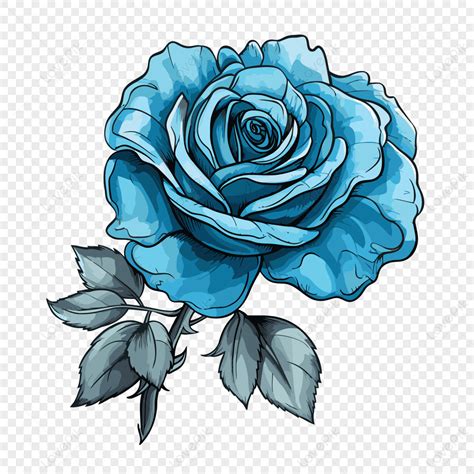 파란 장미 벡터만화클립 아트상표 Png 일러스트 무료 다운로드 Lovepik