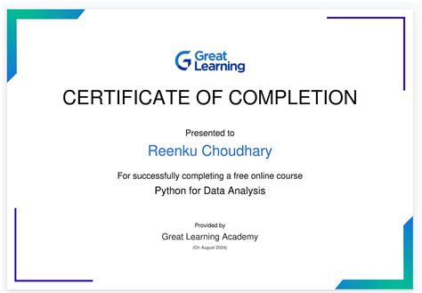 Earned Python For Data Analysis Certification Reenku Choudhary Posted