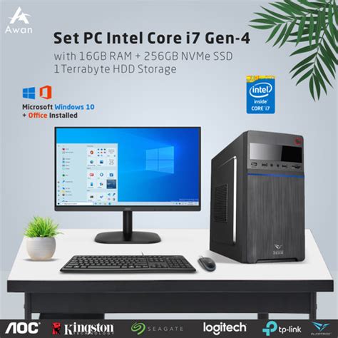 Jual Set PC Komputer Intel Core I7 Gen 4 RAM 16GB SSD Frameless Kab Tangerang Awan PC