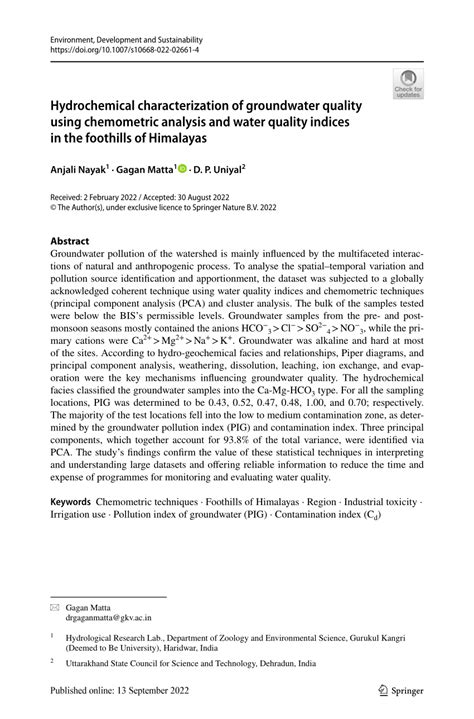 Pdf Hydrochemical Characterization Of Groundwater Quality Using