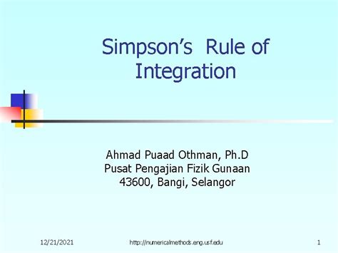 Simpsons Rule Of Integration Ahmad Puaad Othman Ph