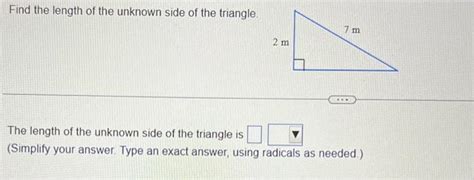 Solved Find The Length Of The Unknown Side Of The Triangle Chegg