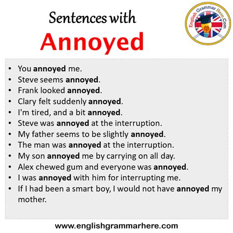 Sentences With Annoyed Annoyed In A Sentence In English Sentences For