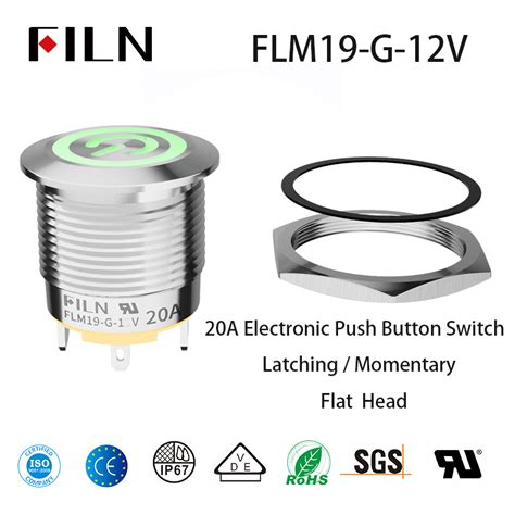 Great Electronic Push Button Switch Filn 19mm 12v 20 Amp Waterproof Red Led Electronic Push