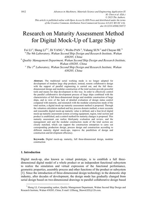 Pdf Research On Maturity Assessment Method For Digital Mock Up Of
