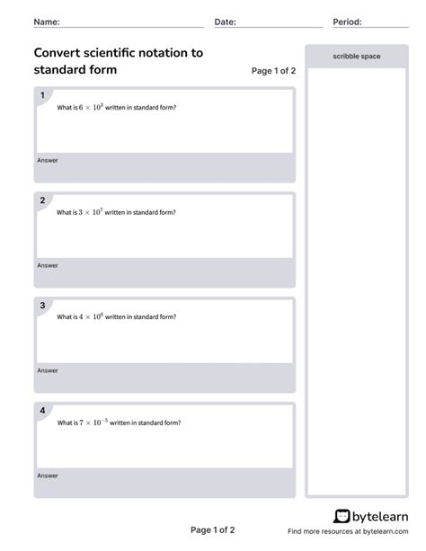 Convert Scientific Notation To Standard Form Worksheets Pdf 8eea3 8th Grade Math