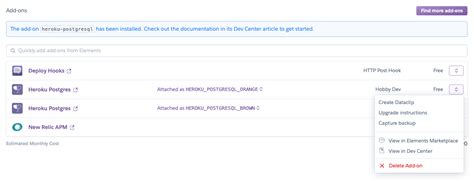 Managing Add Ons Heroku Dev Center