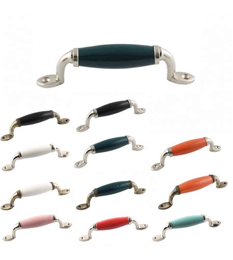 Poignée de meuble porcelaine et métal 8 couleurs Boutons Mandarine