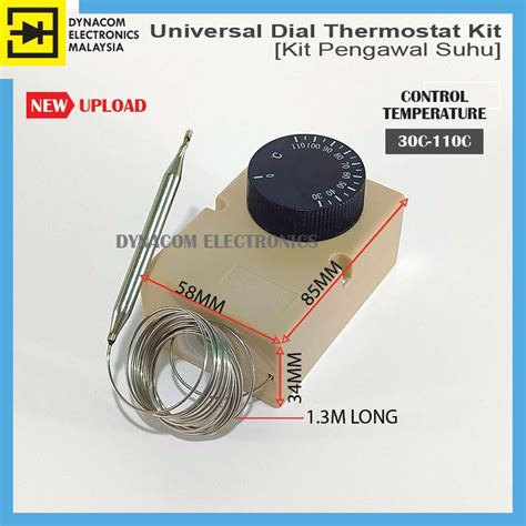 Ac 230v 30c 110c 16a Universal Dial Thermostat Kit Temperature Control Switch [kit Pengawal Suhu