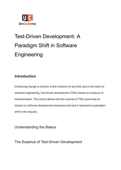 Ppt Test Driven Development A Paradigm Shift In Software Engineering