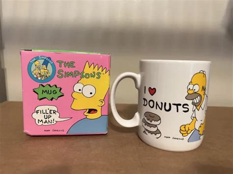 Rare The Simpsons Coffee Mug Homer Simpson 1990 Vintage I Love Donuts W