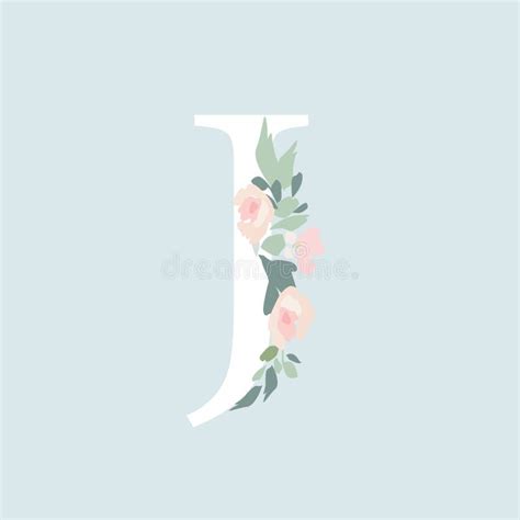 Floral Alphabet Letter J With Flowers Bouquet Composition Stock