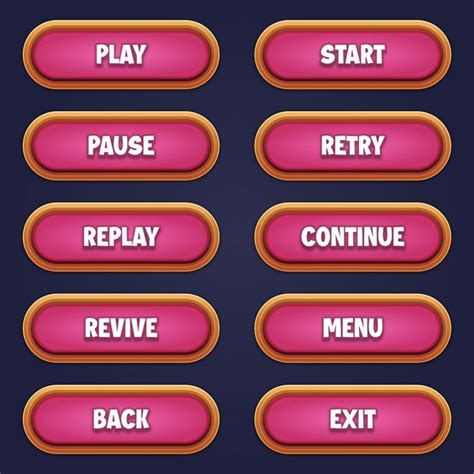 Premium Vector Set Of Pink Game Buttons For Mobile Games With
