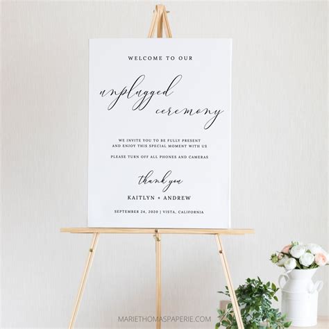 Elegant Unplugged Wedding Sign Wedding Welcome Sign Simple Modern