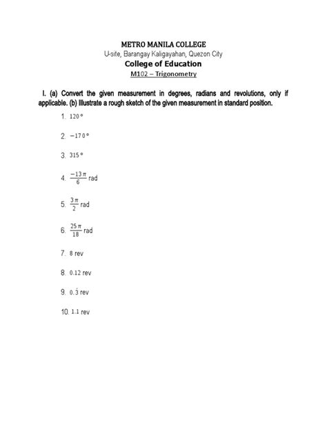 Trigonometry Week 2 Week 3 And Week 4 Practice Set Pdf