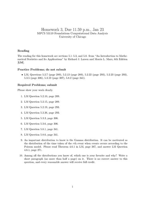 Hw3 Estimation Third Homework Assignment Homework 3 Due 11 P Jan