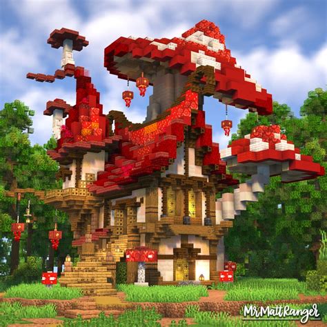 Minecraft Fantasy Mushroom House Minecraft House Designs With Red