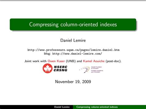 Compressing Column Oriented Indexes Ppt