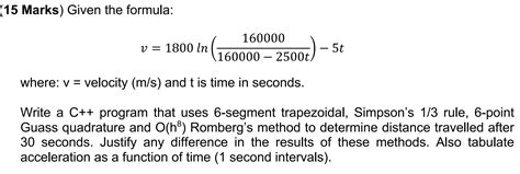 Solved 15 Marks Given The Formula Chegg