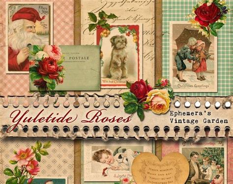 Shabby Pink Christmas Folio Junk Journal Kit Ephemera My Porch