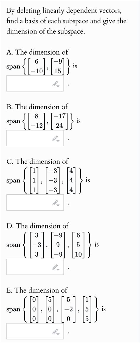 solved by deleting linearly dependent vectors find a basis